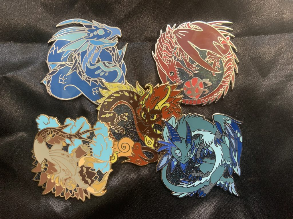 Dragons of Teyvat - Genshin Impact Enamel Pins - MonsterBrainSoup